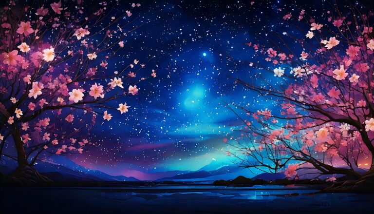 夜桜sakuraのイラスト・画像・背景フリー素材｜oishii Background ー背景・画像・写真フリー素材サイトー 